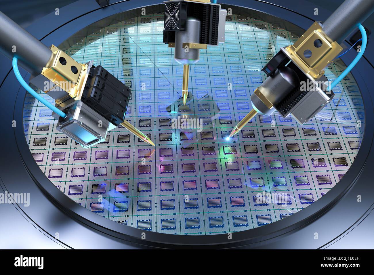 Semiconductor manufacturing with 3d rendering robotic arms with silicon wafers Stock Photo - Alamy