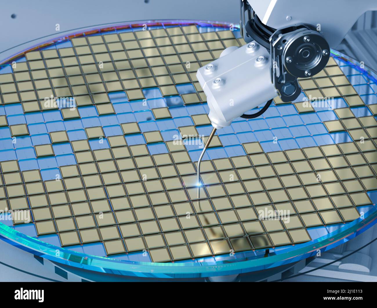 Semiconductor manufacturing with 3d rendering robotic arms with silicon wafers Stock Photo - Alamy