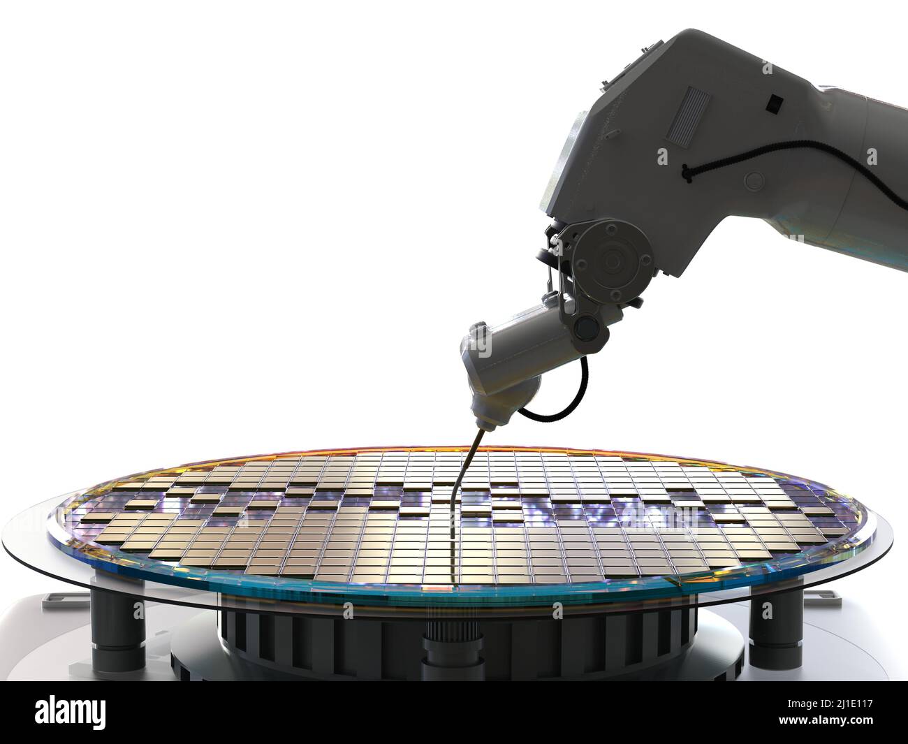 Semiconductor manufacturing with 3d rendering robotic arms with silicon wafers Stock Photo - Alamy