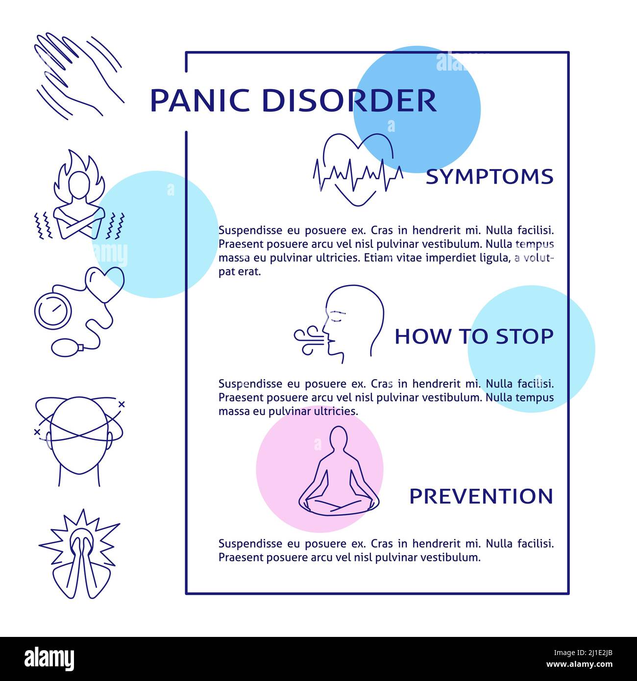 Panic disorder banner template with text. Panic attack symptom symbols. Vector illustration ...
