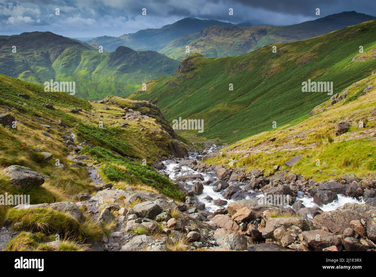 A natural landscape of the Sour Milk Gill, Easedale Tarn, UK Stock ...