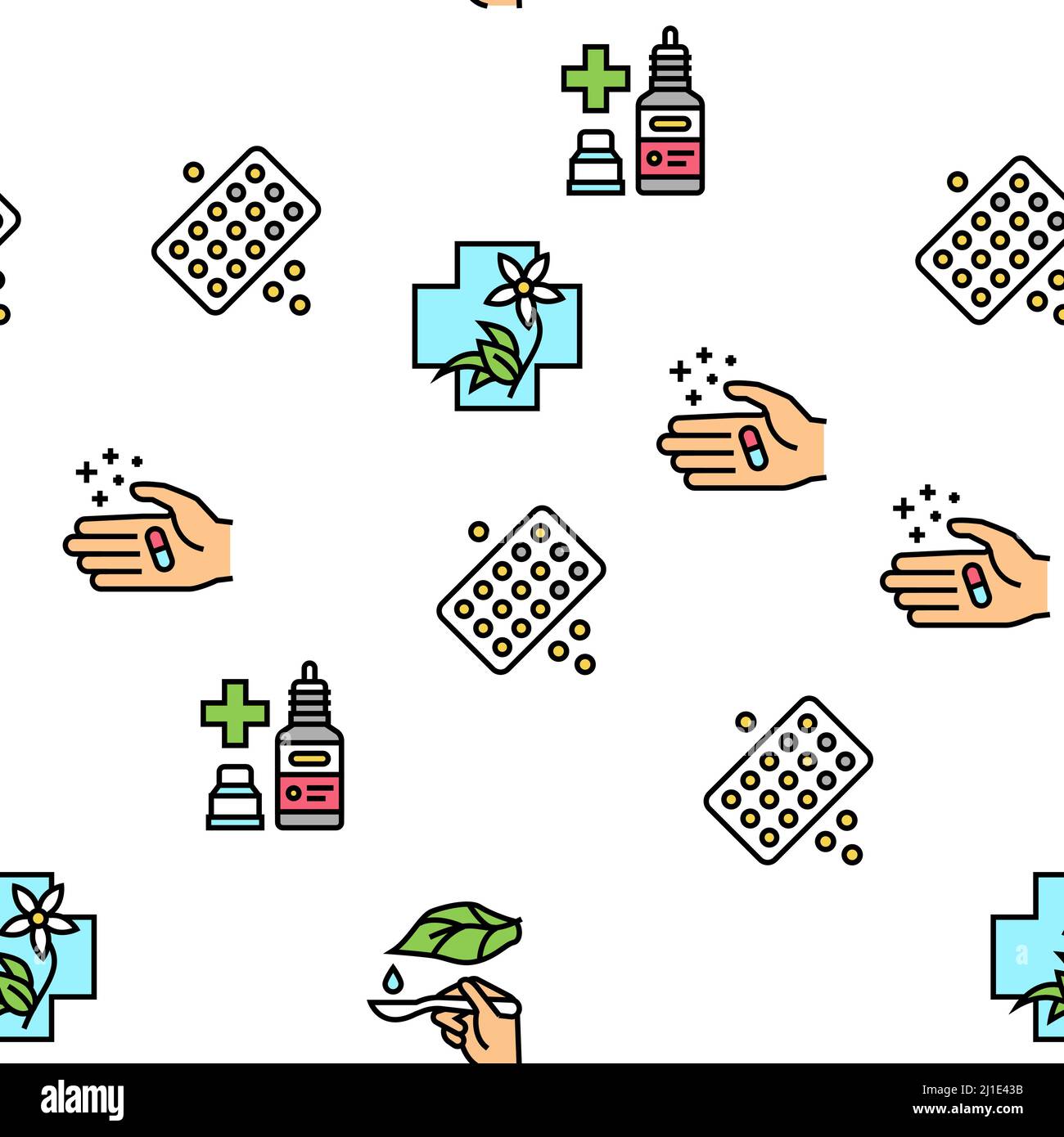 Homeopathy Medicine Collection Icons Set Vector Stock Vector Image ...