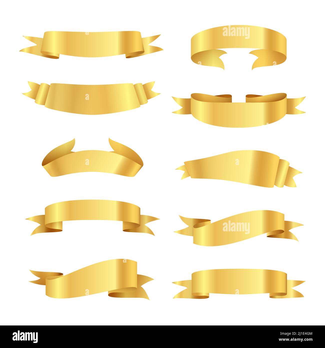 Set of golden ribbons. Silk shiny classic decoration. Can be used for ...