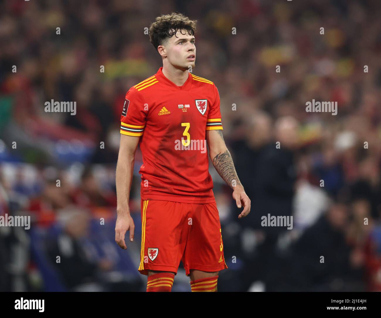 Cardiff, Wales, 24th March 2022. Neco Williams of Wales during the FIFA ...
