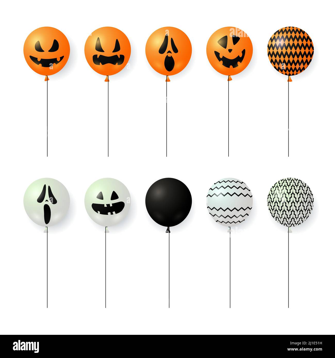 Balloons with scary faces. Halloween decorations for celebration. Can ...