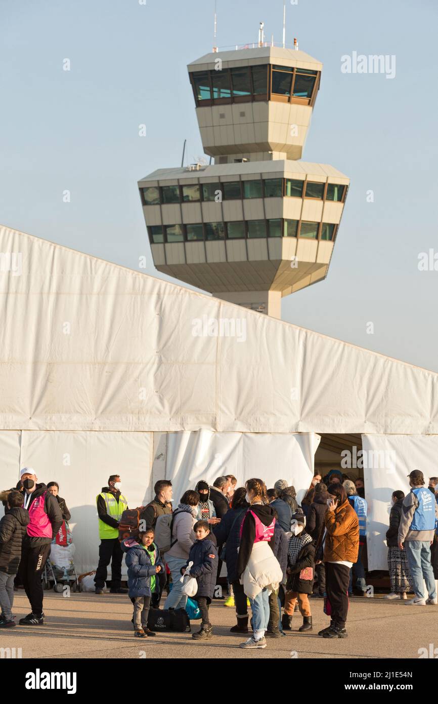 20.03.2022, Germany, Berlin, Berlin - Ukraine arrival center at Tegel ...