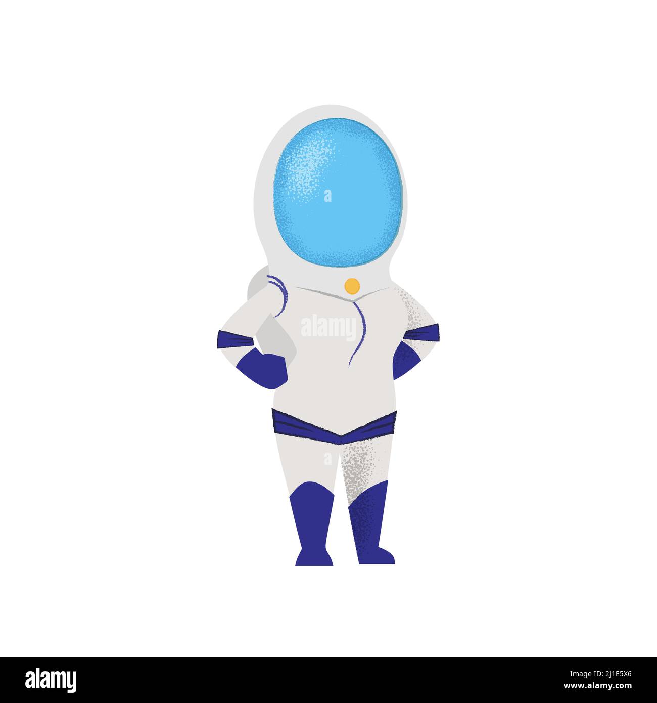 Confident female cosmonaut standing with hands on hips. Character ...