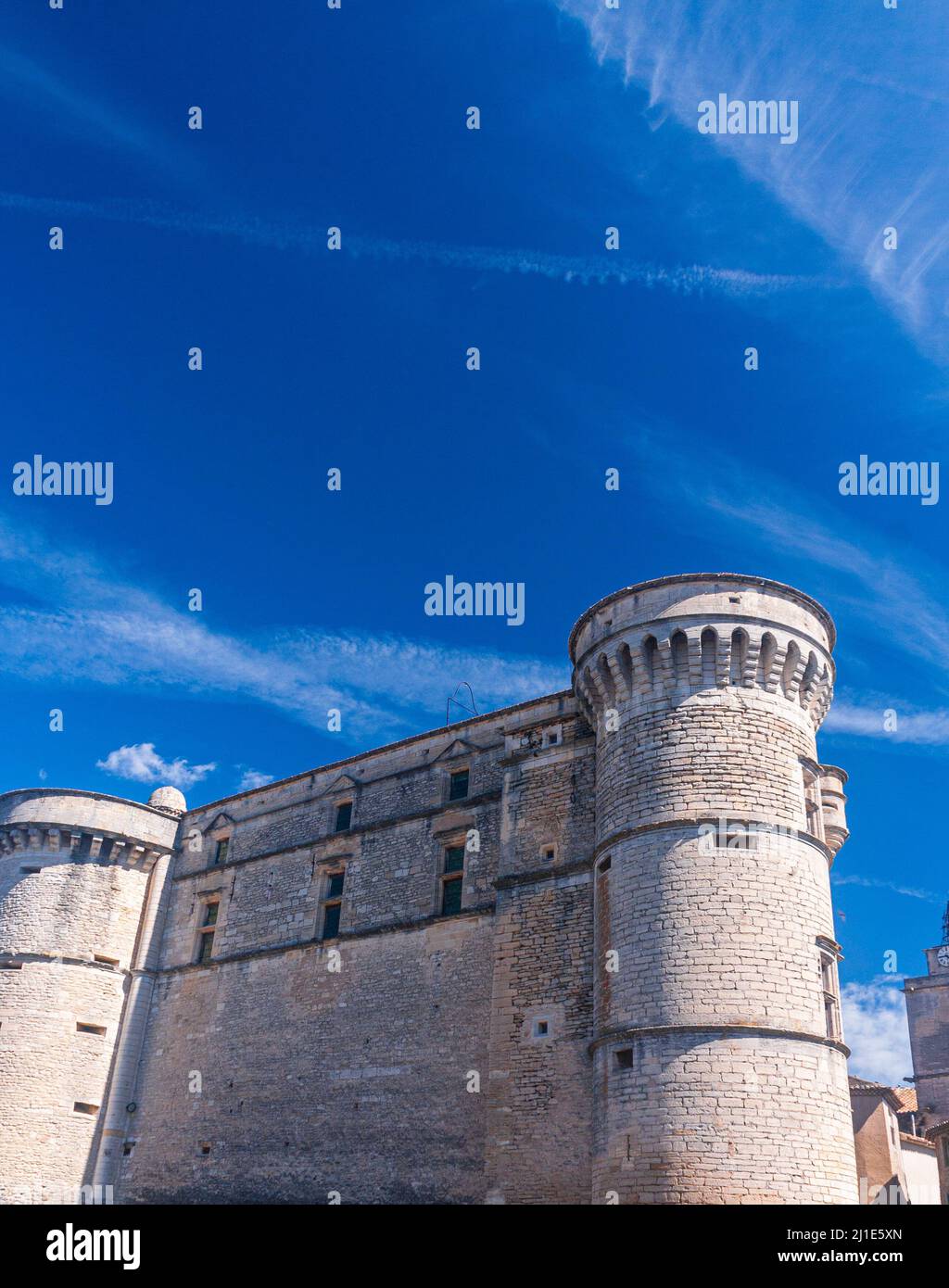 A historical castle Château de Gordes built in 16 century under a ...