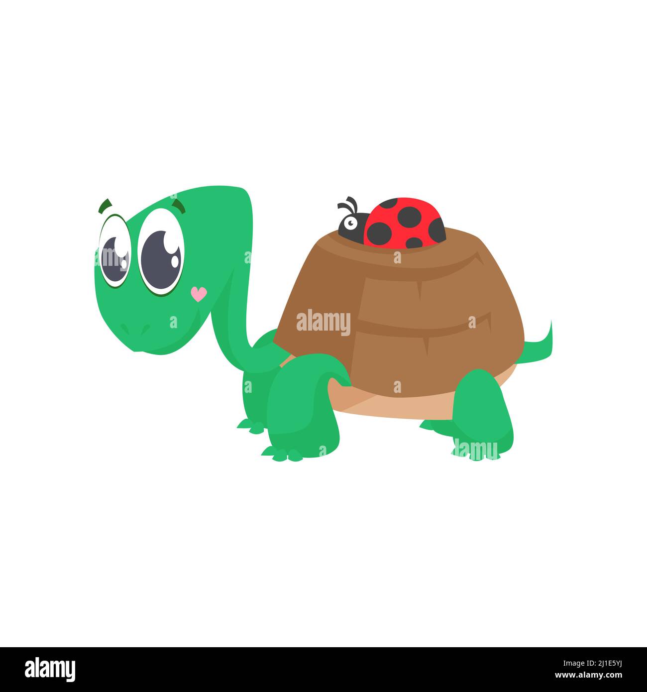 Cute turtle carrying ladybug on shell. Cartoon character, animal ...
