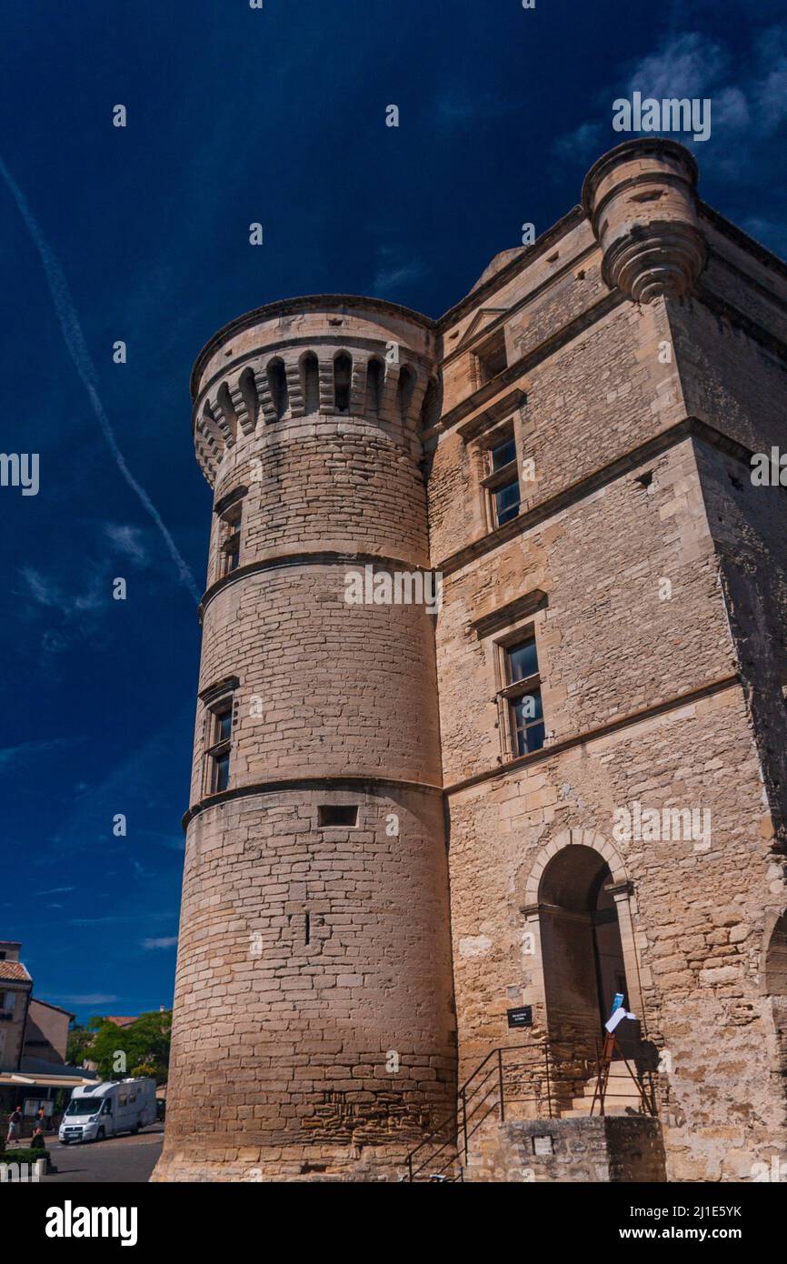 A historical castle Château de Gordes built in 16 century under a ...