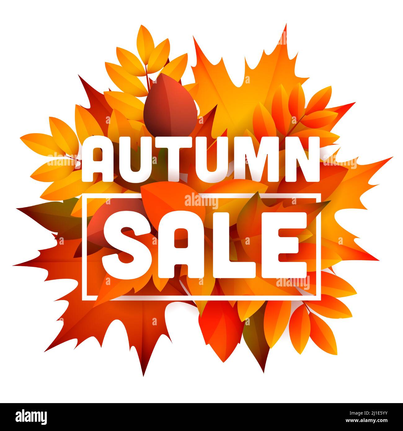 Autumn sale leaflet design with bunch of leaves. Text with frame ...