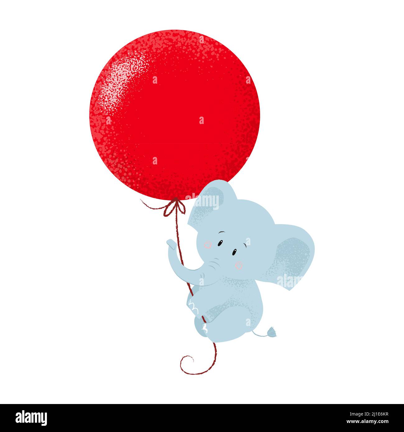Sweet baby elephant hanging on to air balloon string and flying ...