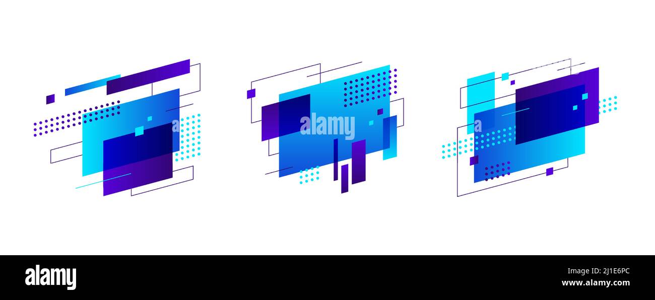 Set of colorful abstract figures. Geometric colored forms and lines ...