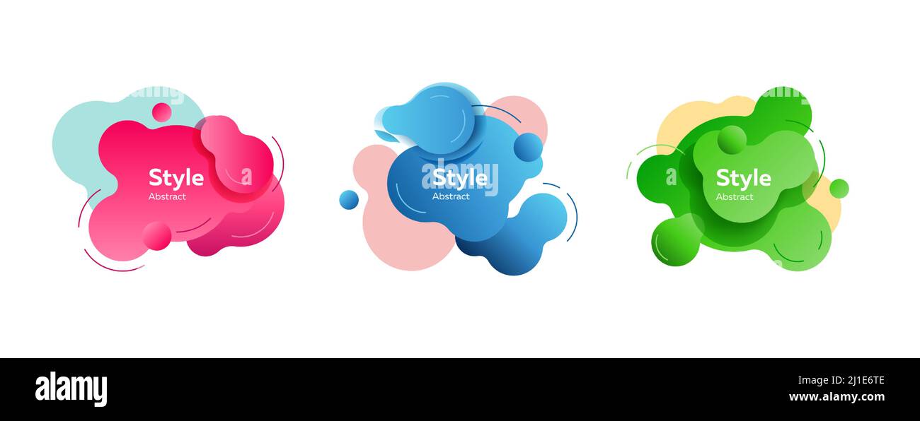 Set of bright abstract figures. Dynamical colored forms and line ...