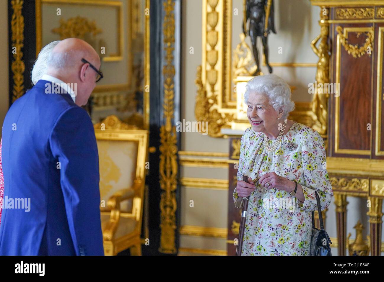 Queen Elizabeth II meets Pamela Harper (hidden) and Dr Peter Harper ...