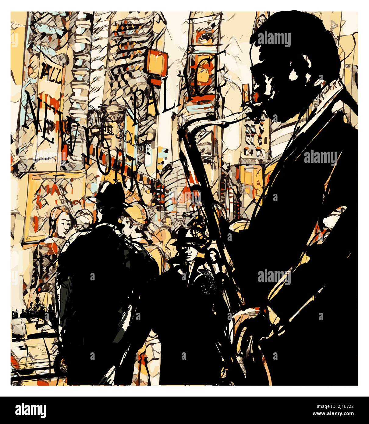 saxophone player on grunge background - vector illustration (Ideal for ...