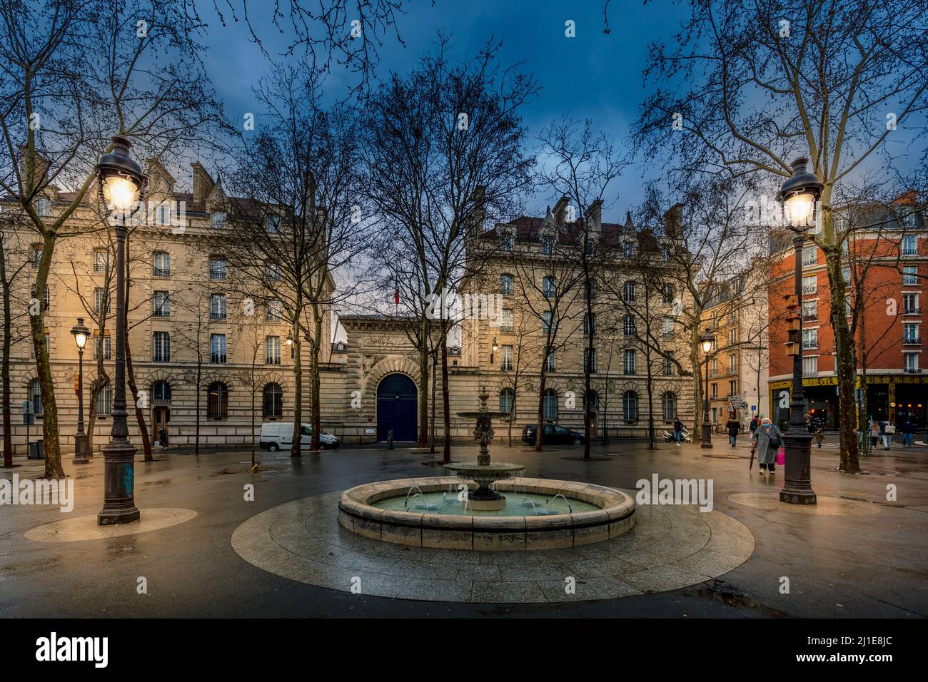 Paris, March 17, 2021: Place Monge in 5th arrondissement, students ...