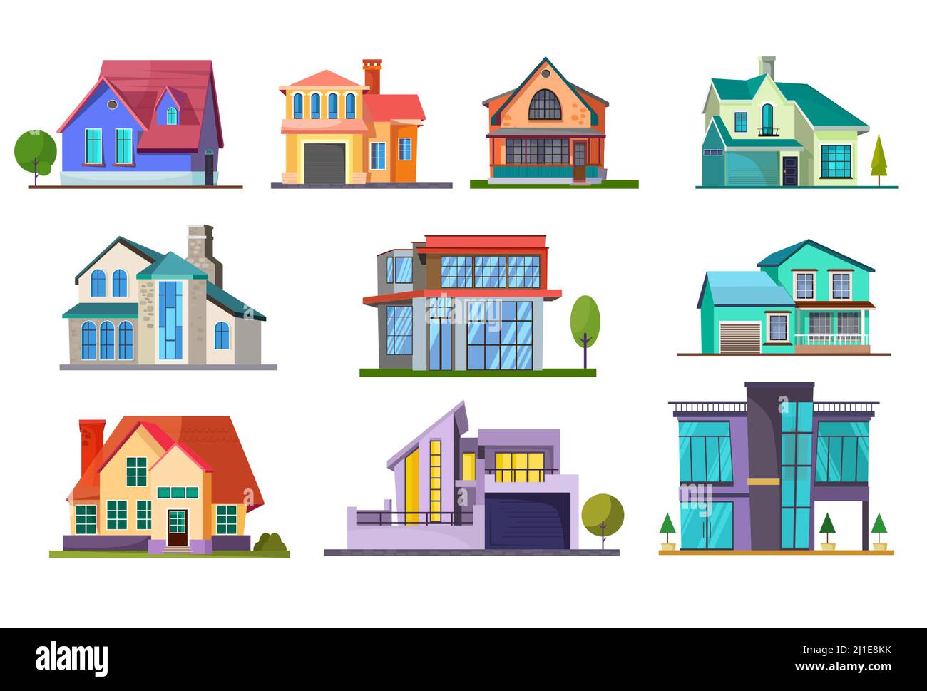 Apartment house set. Building, cottage, villa. Architecture concept ...
