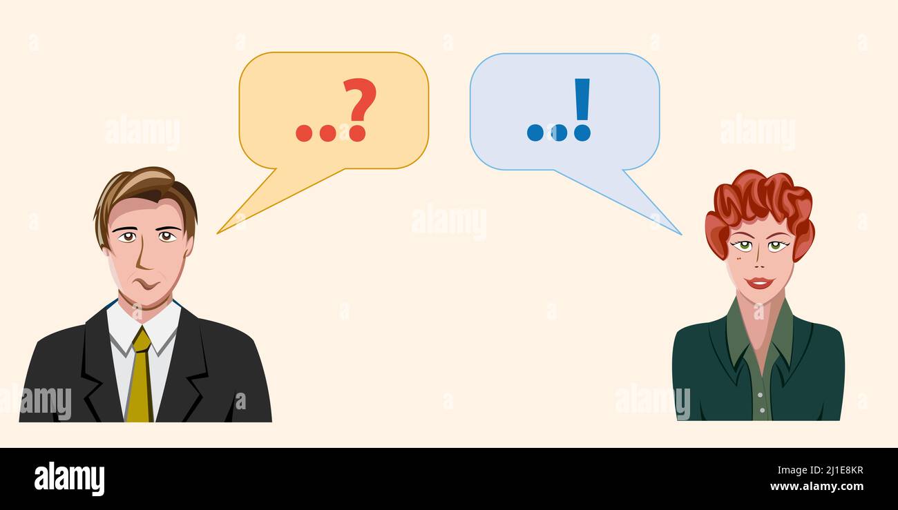 Ask a question and get an answer, solve a problem. Two person in ...