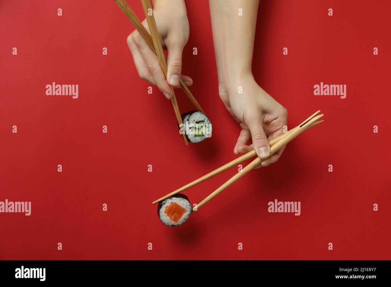 Hands ginger chopsticks close hi-res stock photography and images - Alamy