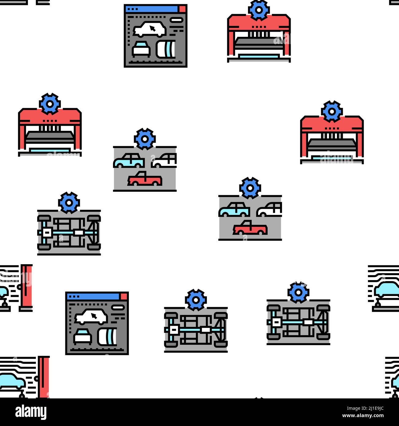 Car Factory Production Vector Seamless Pattern Stock Vector Image & Art ...