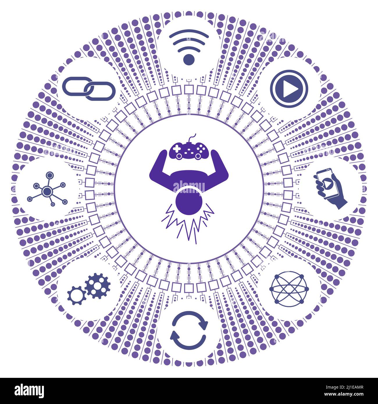 Concept of video game addiction with connected icons Stock Photo - Alamy