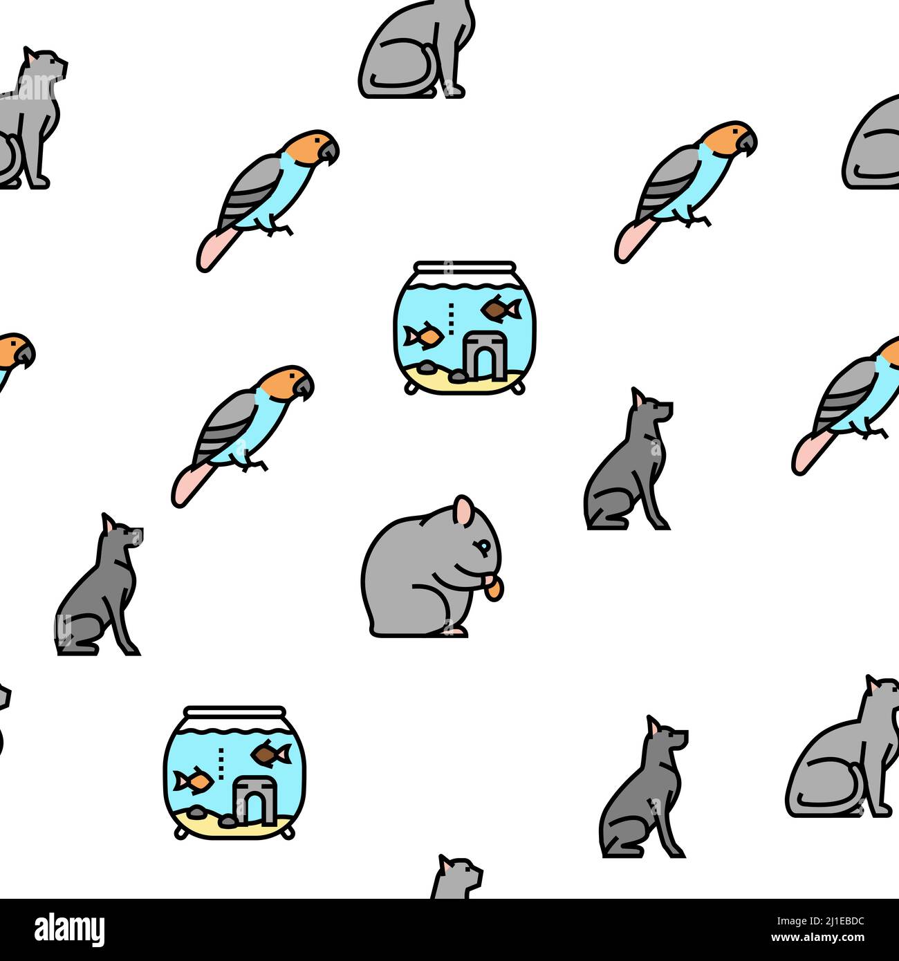 Pets Domestic Animal Vector Seamless Pattern Stock Vector Image & Art ...