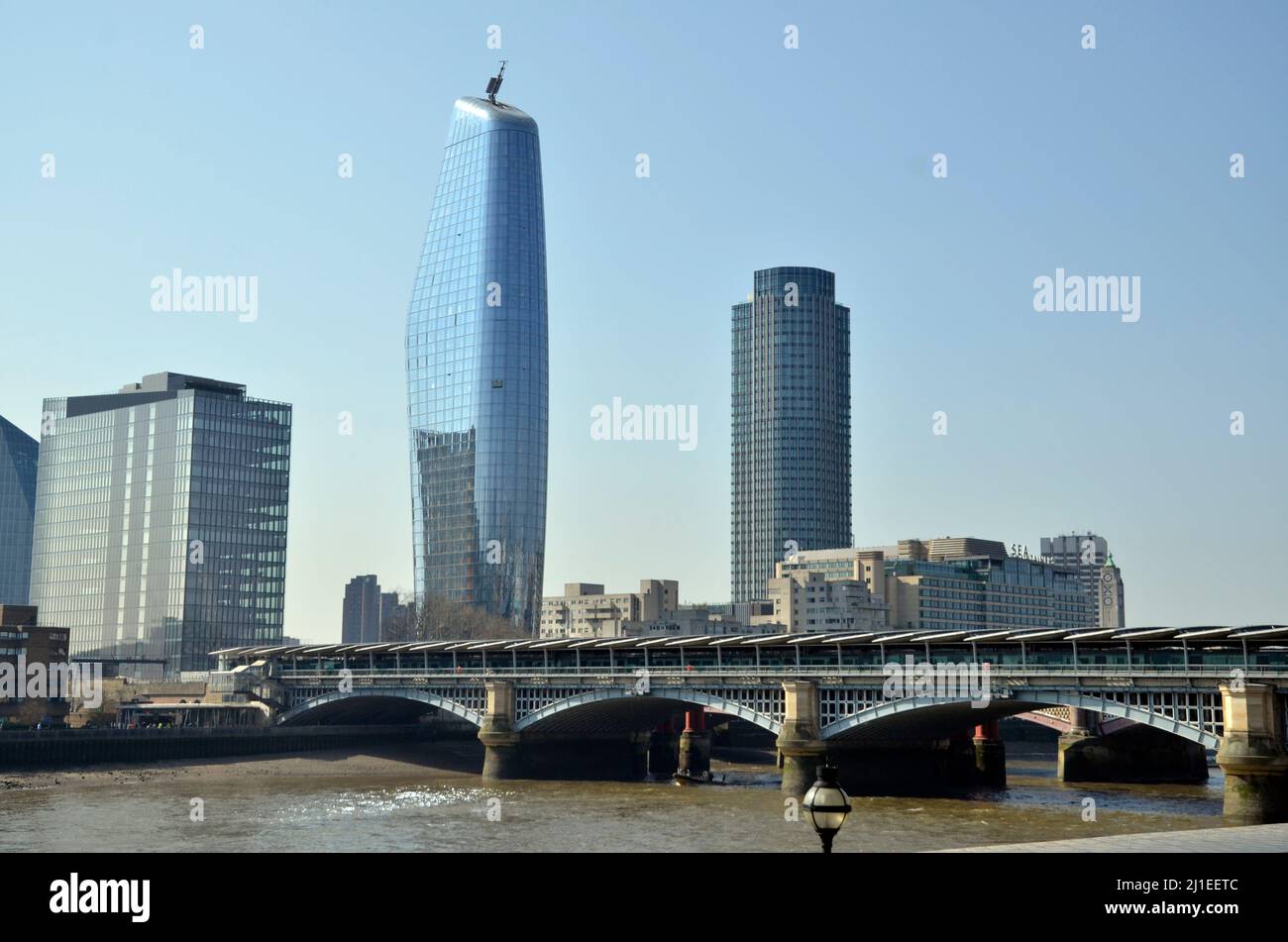 Blackfriars Bridge over the River Thames with the One Blackfriars ...