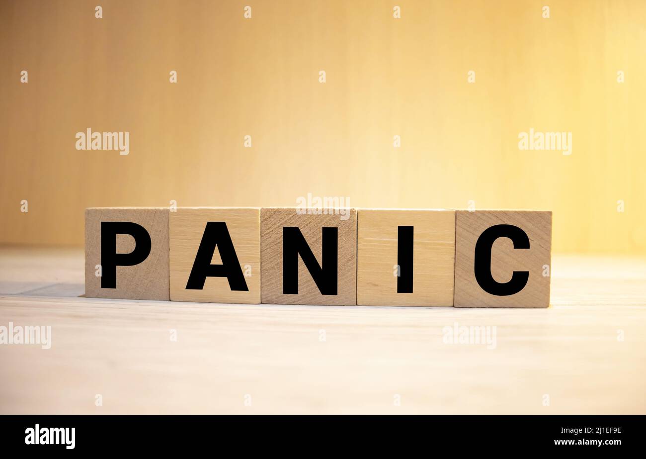 'PANIC' made with wooden block, panic concept Stock Photo - Alamy