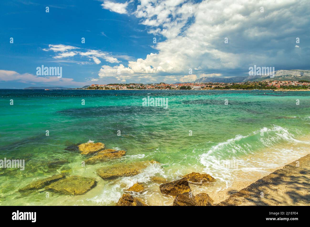 Adriatic coast in the village Podstrana, near of Split town, Croatia ...