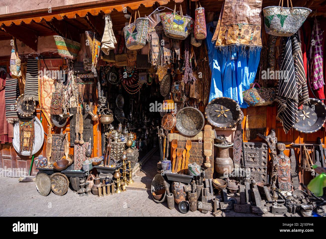 Marrakesh, Morocco - Traditional goods sold the local market Stock ...