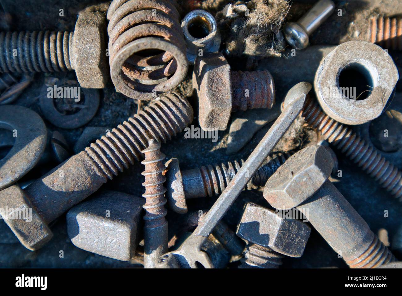 Close up of rusty nuts and bolts Stock Photo - Alamy