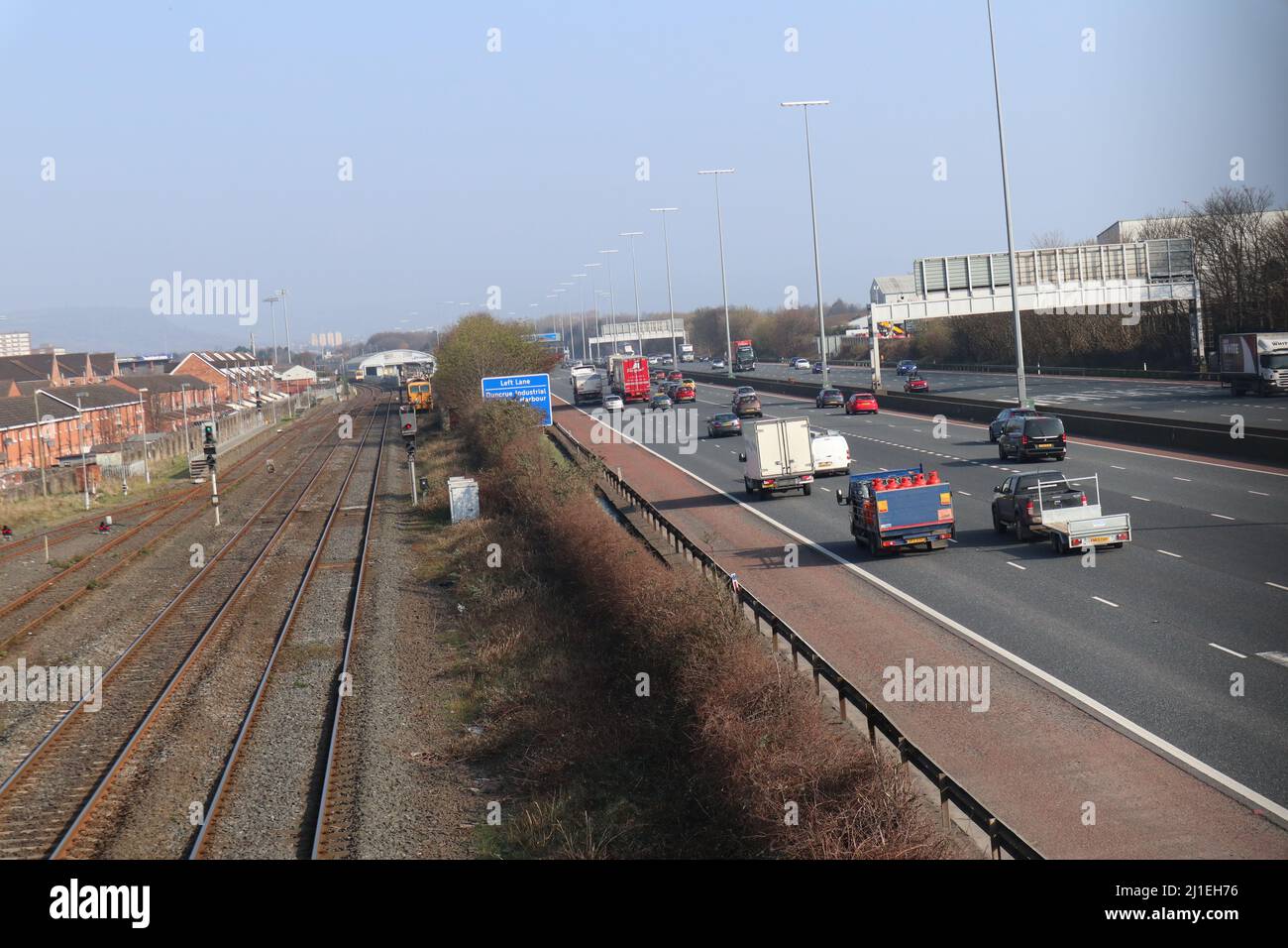 Railway and motorway running parallel Stock Photo - Alamy