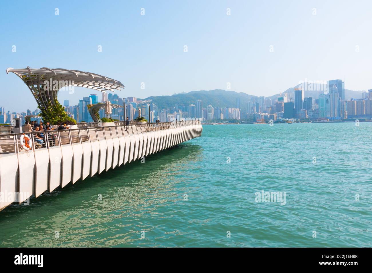 Avenue of Stars & Victoria Harbour, Tsim Sha Tsui waterfront, Hong Kong, China. Beautiful ...