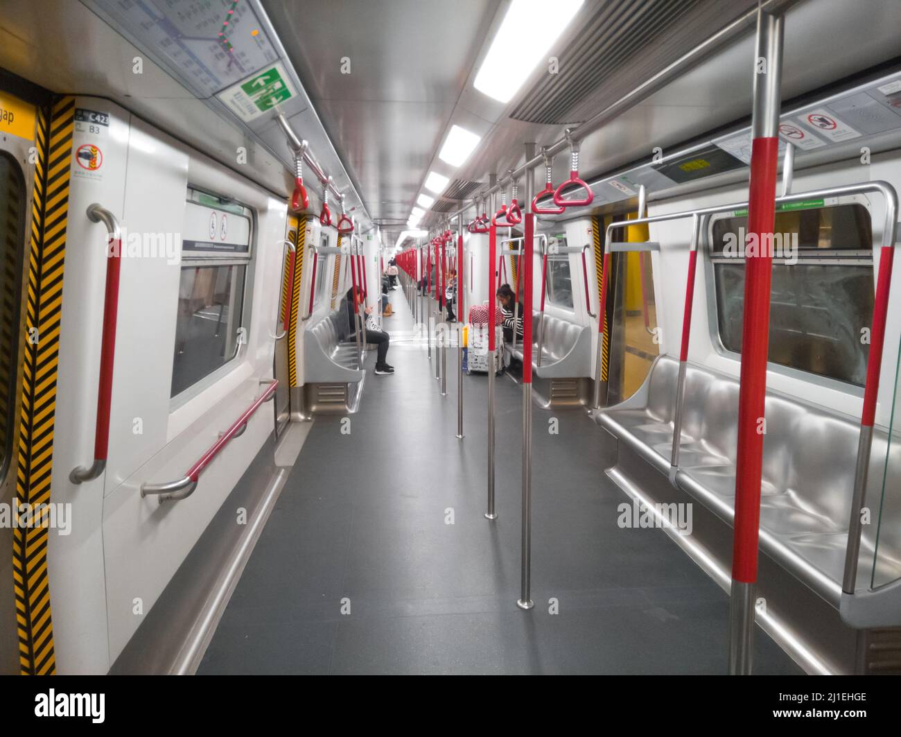 Inside the Hong Kong MTR subway. Infinite impression.The train is not ...