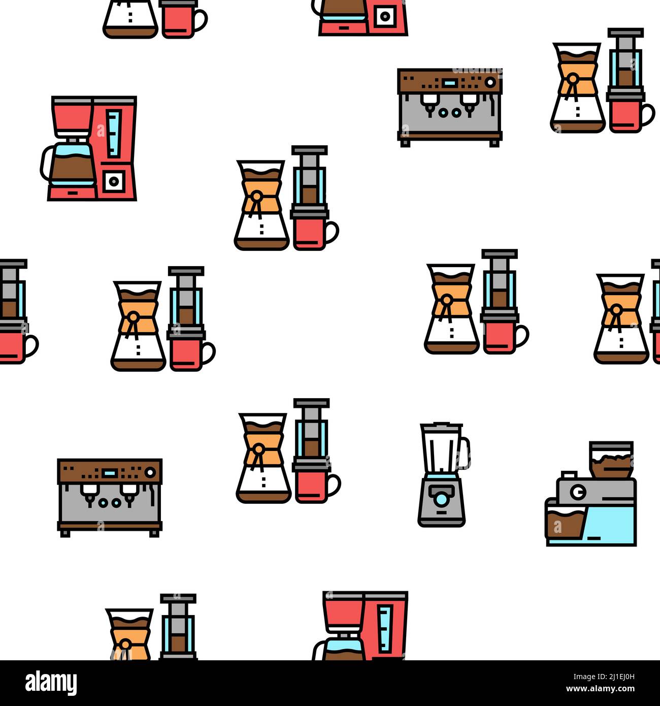 Coffee Shop Equipment Vector Seamless Pattern Stock Vector Image & Art ...