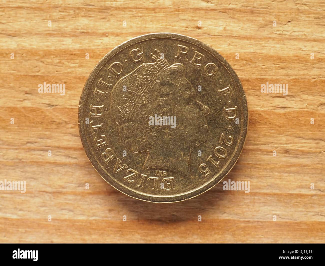 LONDON, UK - CIRCA 2022: one pound coin obverse side showing a portrait ...