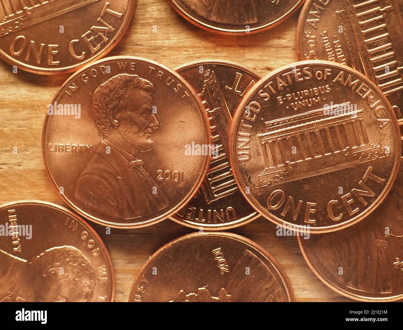 One dollar cent coins money (USD), currency of United States Stock ...