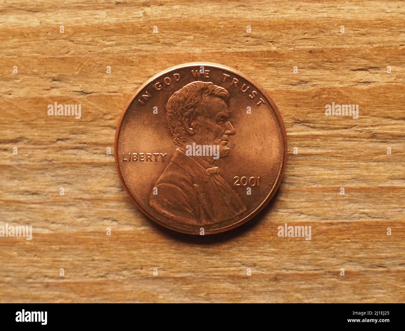 one cent coin, obverse side showing Lincoln portrait, currency of the ...