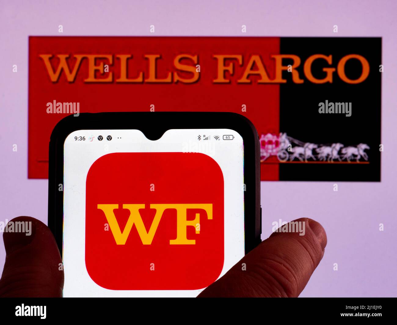 In this photo illustration, theWells Fargo Bank, N.A. logo is displayed ...
