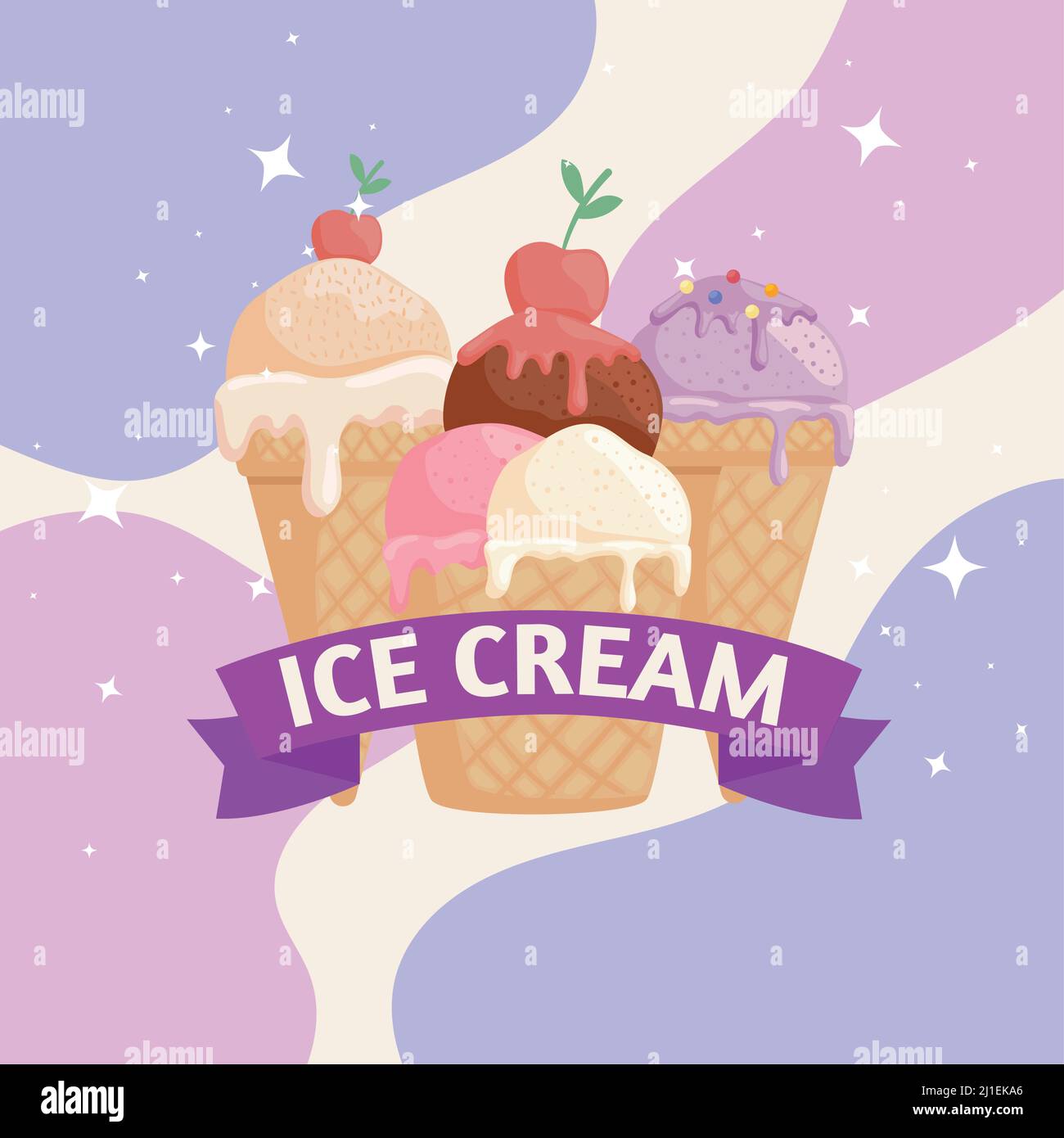 ice cream ribbon frame Stock Vector Image & Art - Alamy