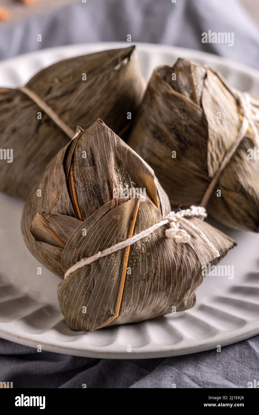 Zongzi. Close up design concept of rice dumpling for traditional ...