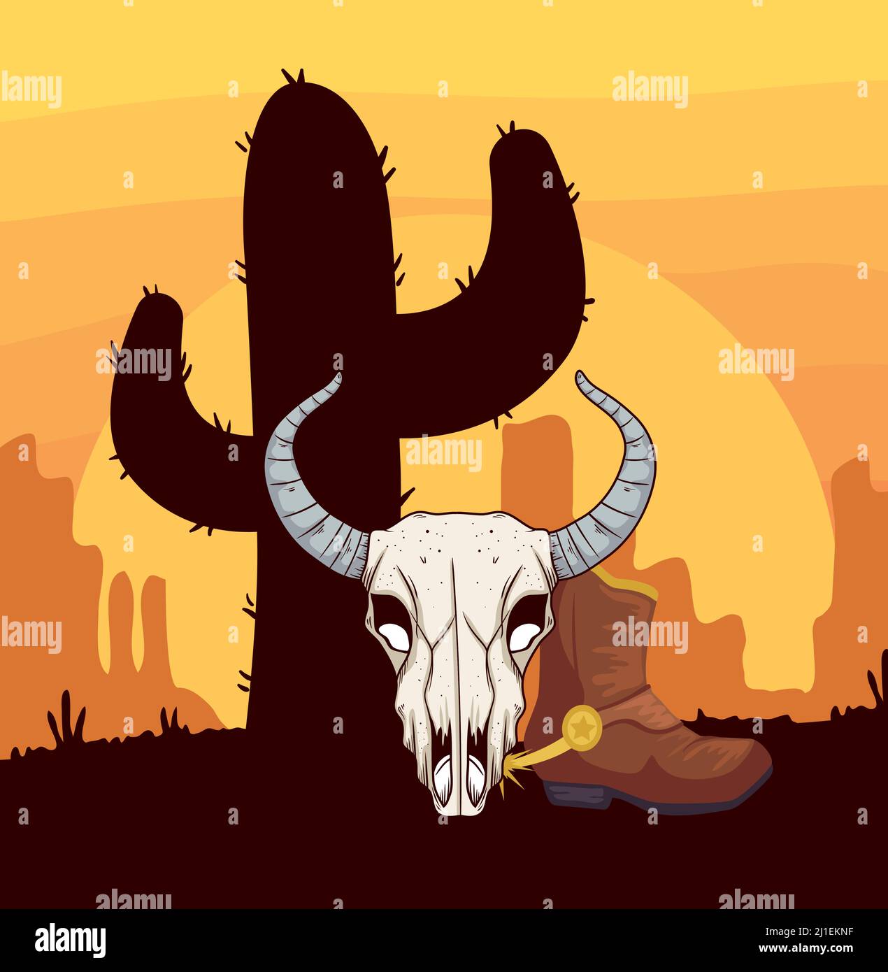 cow skull in desert Stock Vector Image & Art - Alamy