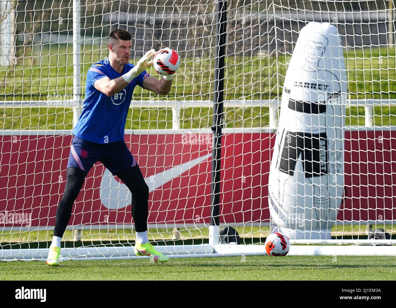 England goalkeeper Fraser Forster during a training session at St ...