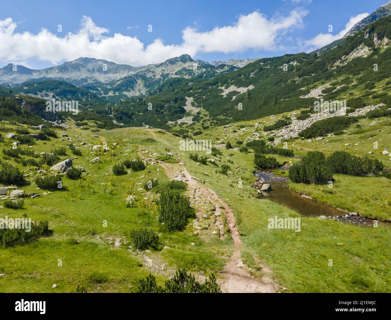 Amazing Aerial view of Banderitsa River at Pirin Mountain, Bulgaria ...
