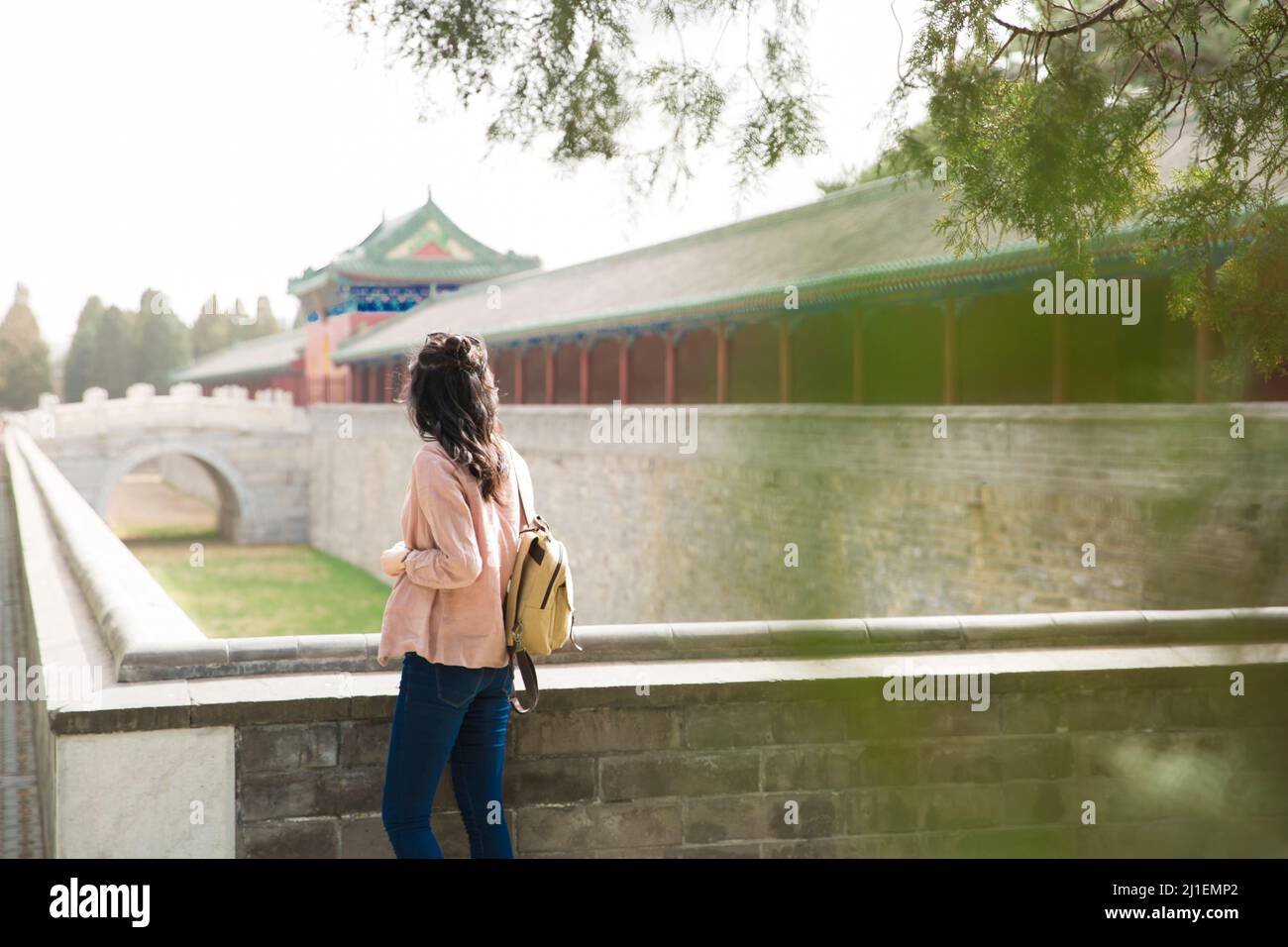 Back view of a young female tourist - stock photo Stock Photo - Alamy
