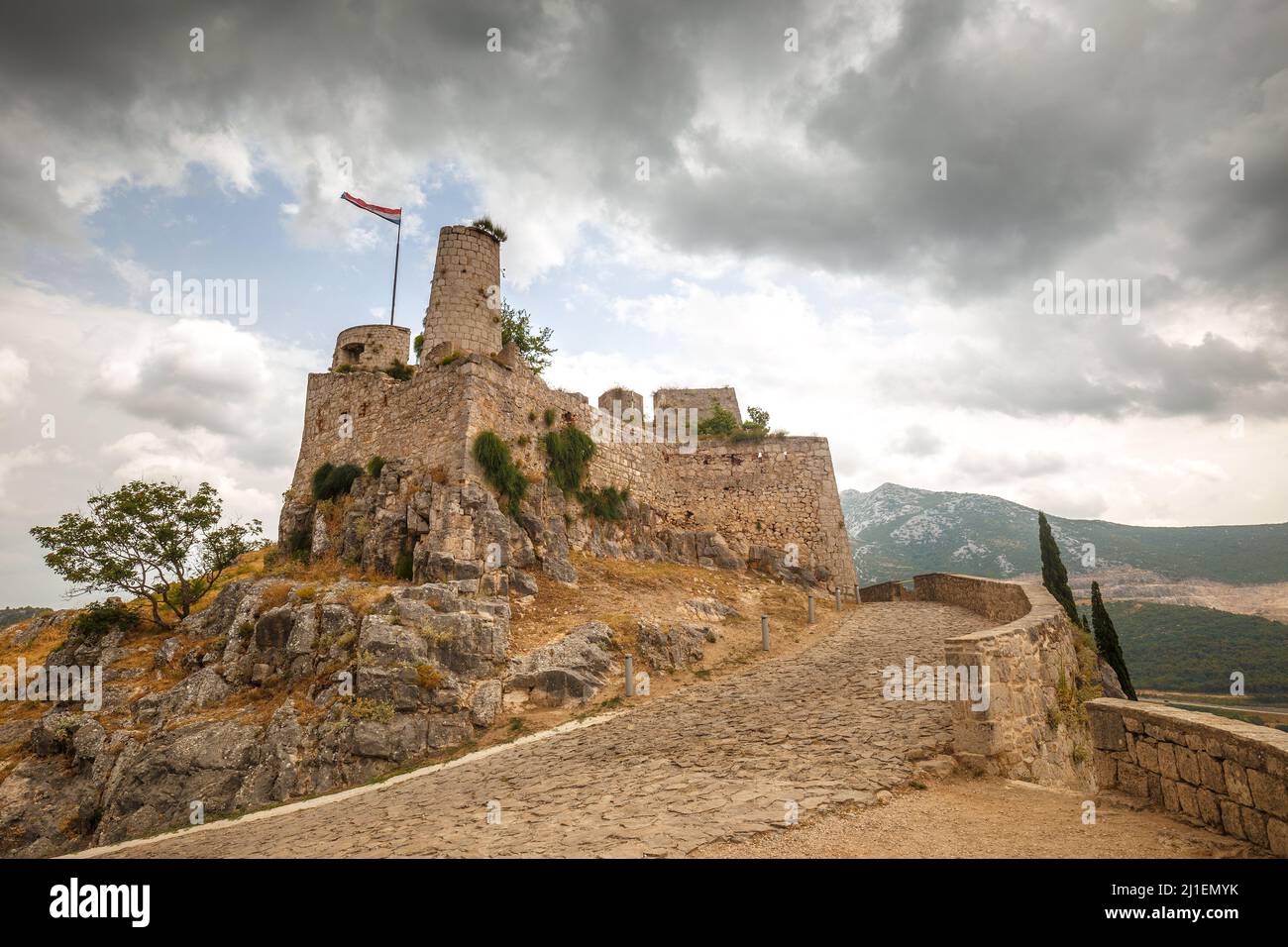 The Klis mountain fortress located northeast of Split, Croatia, Europe ...
