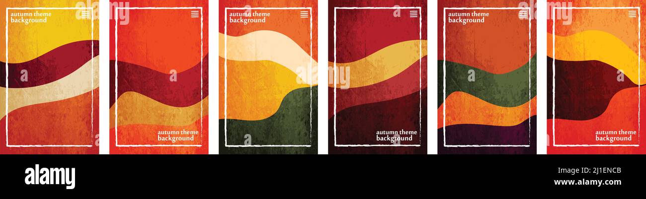 Autumn theme crushed paper background template. Set of 6 color themes ...