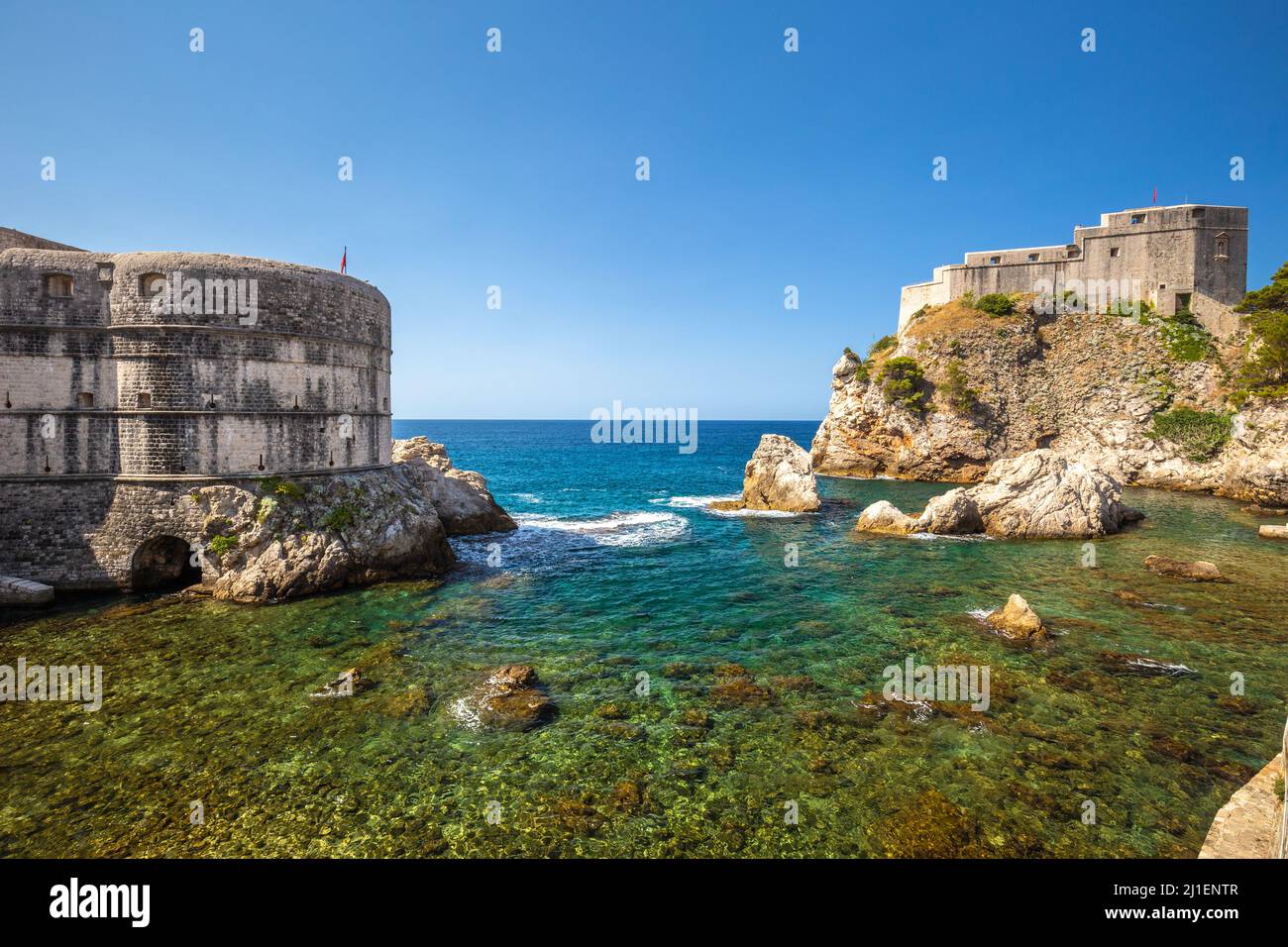 Fort Lovrijenac and Fort Bokar at the western wall of the city of ...