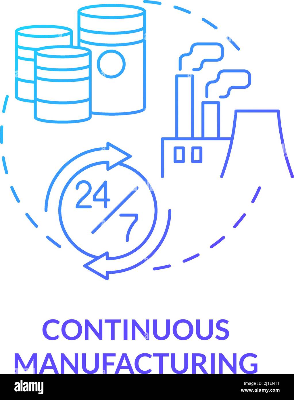 Continuous manufacturing blue gradient concept icon Stock Vector Image ...